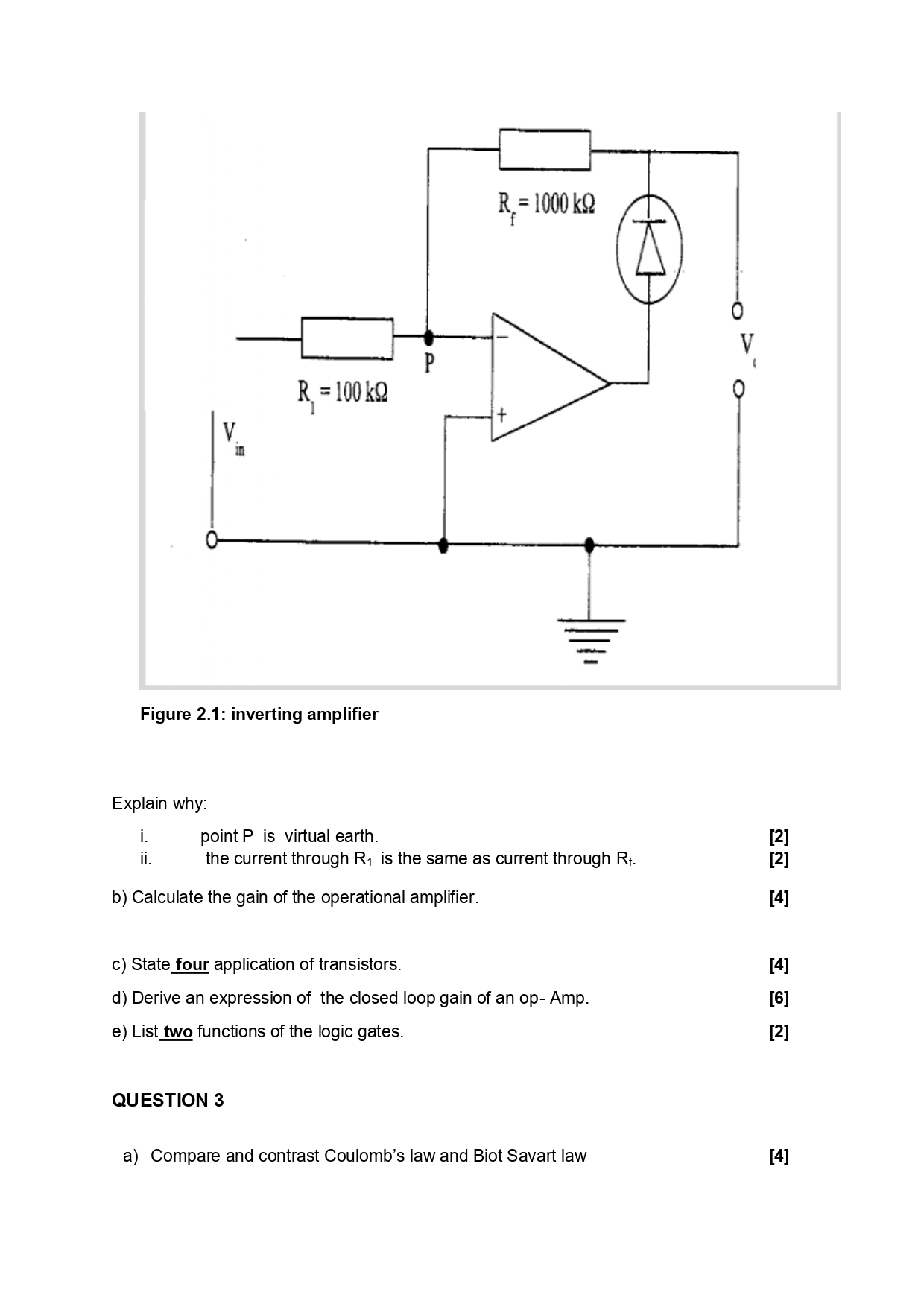 Solved Figure 2.1: inverting amplifierExplain why:i. ﻿point | Chegg.com