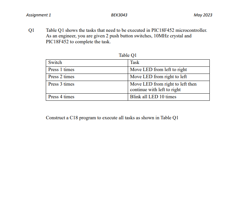 Solved Table Q1 shows the tasks that need to be executed in | Chegg.com
