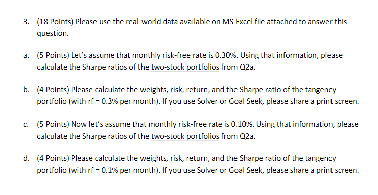 Solved 3. (18 Points) Please use the real-world data | Chegg.com
