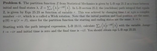 Problem 6 The Partition Function Z From Statistical