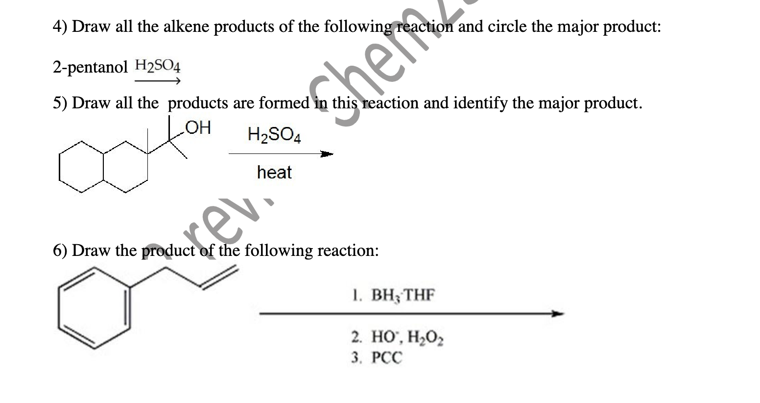 4) Draw all the alkene products of the following | Chegg.com