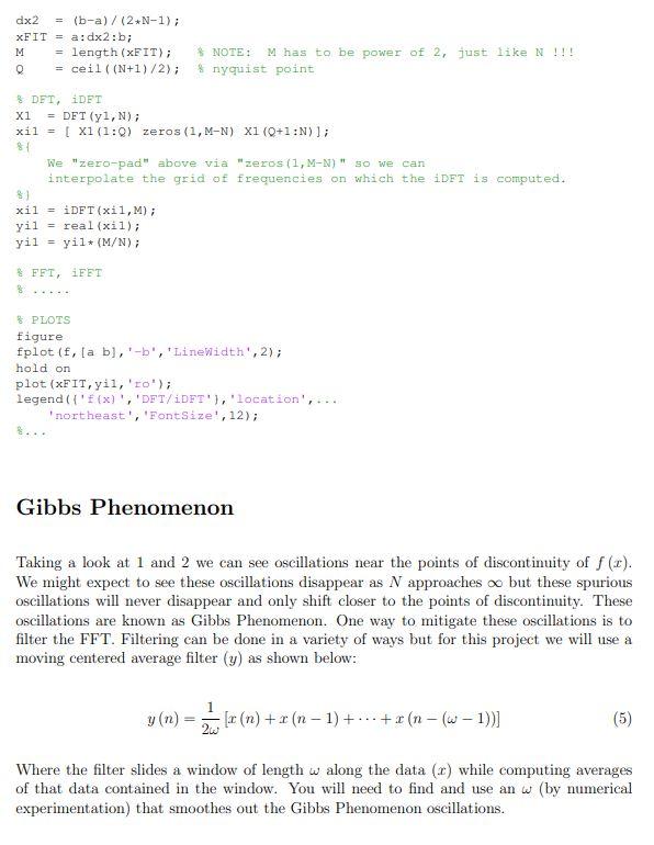 This project will focus on the Fast Fourier Transform | Chegg.com