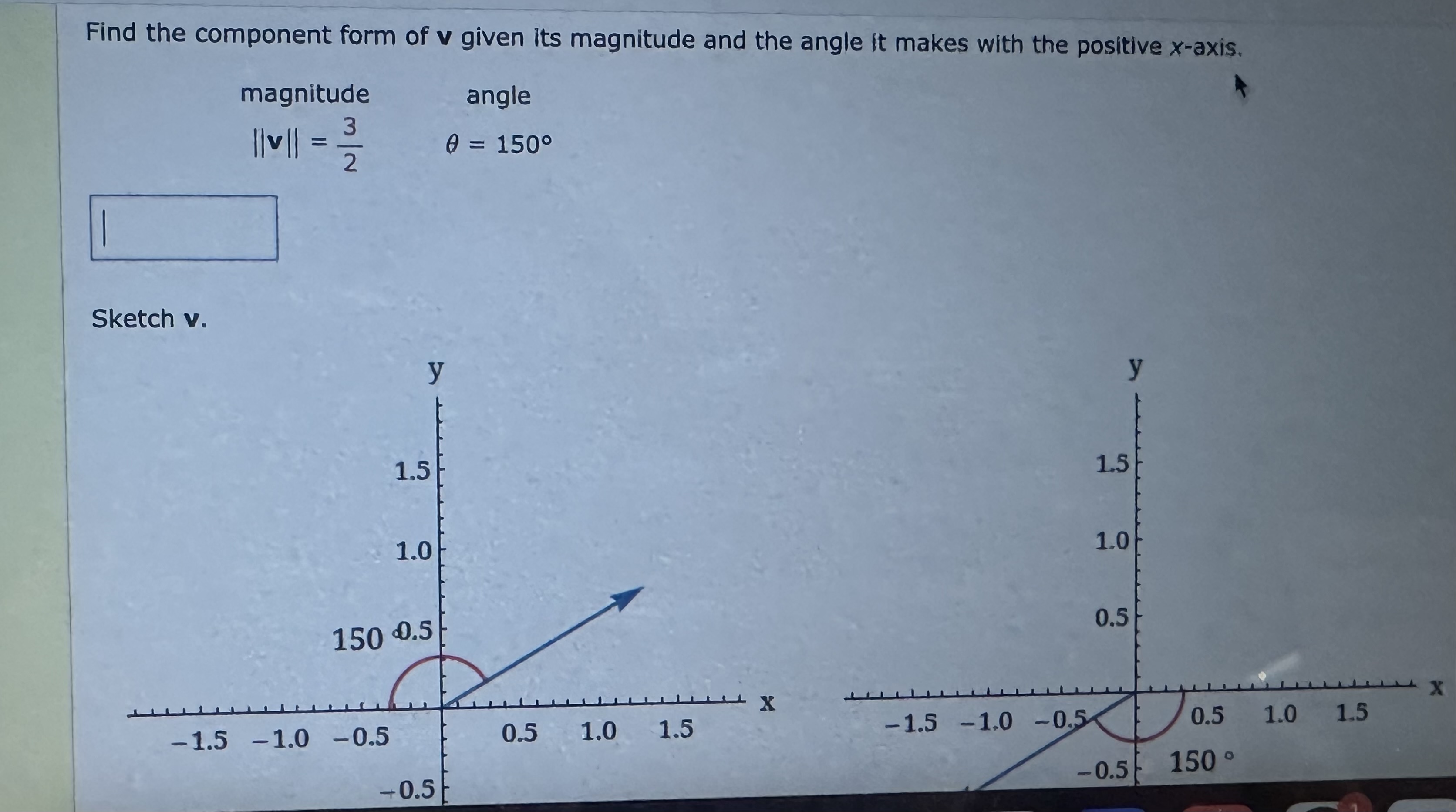 Solved Find the component form of v ﻿given its magnitude and | Chegg.com