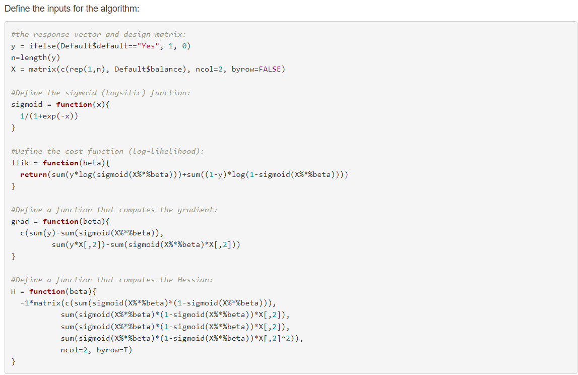 Modify the NR.logistic function we wrote in | Chegg.com