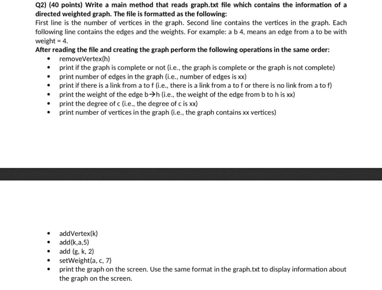 Solved Q2) (40 points) Write a main method that reads | Chegg.com