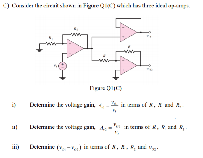Solved C) Consider the circuit shown in Figure Q1(C) which | Chegg.com