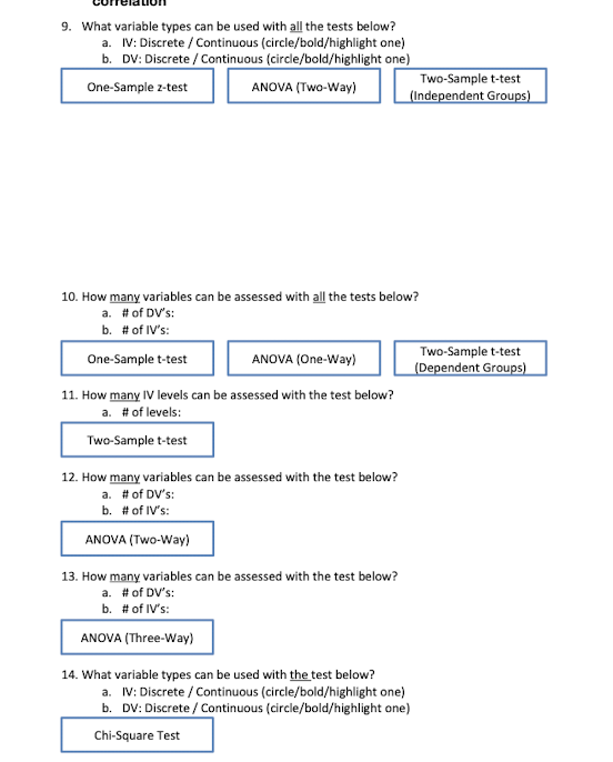 Solved What variable types can be used with all the tests | Chegg.com