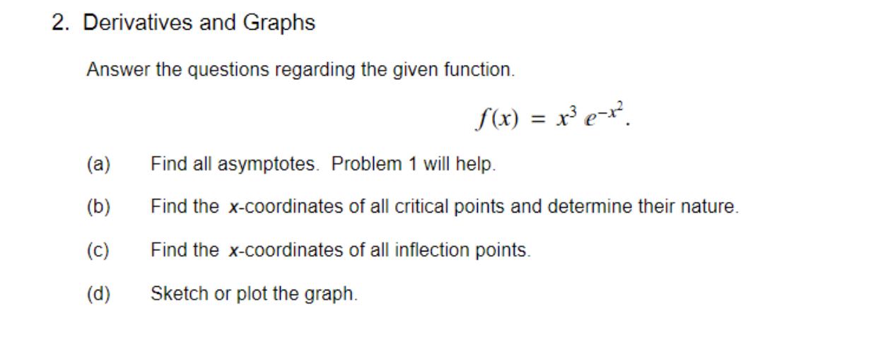 Solved Derivatives and GraphsAnswer the questions regarding | Chegg.com