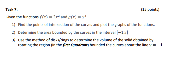 Solved Task 7: (15 points) Given the functions f(x)=2x2 and | Chegg.com