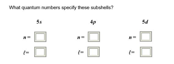 Solved What quantum numbers specify these subshells? | Chegg.com