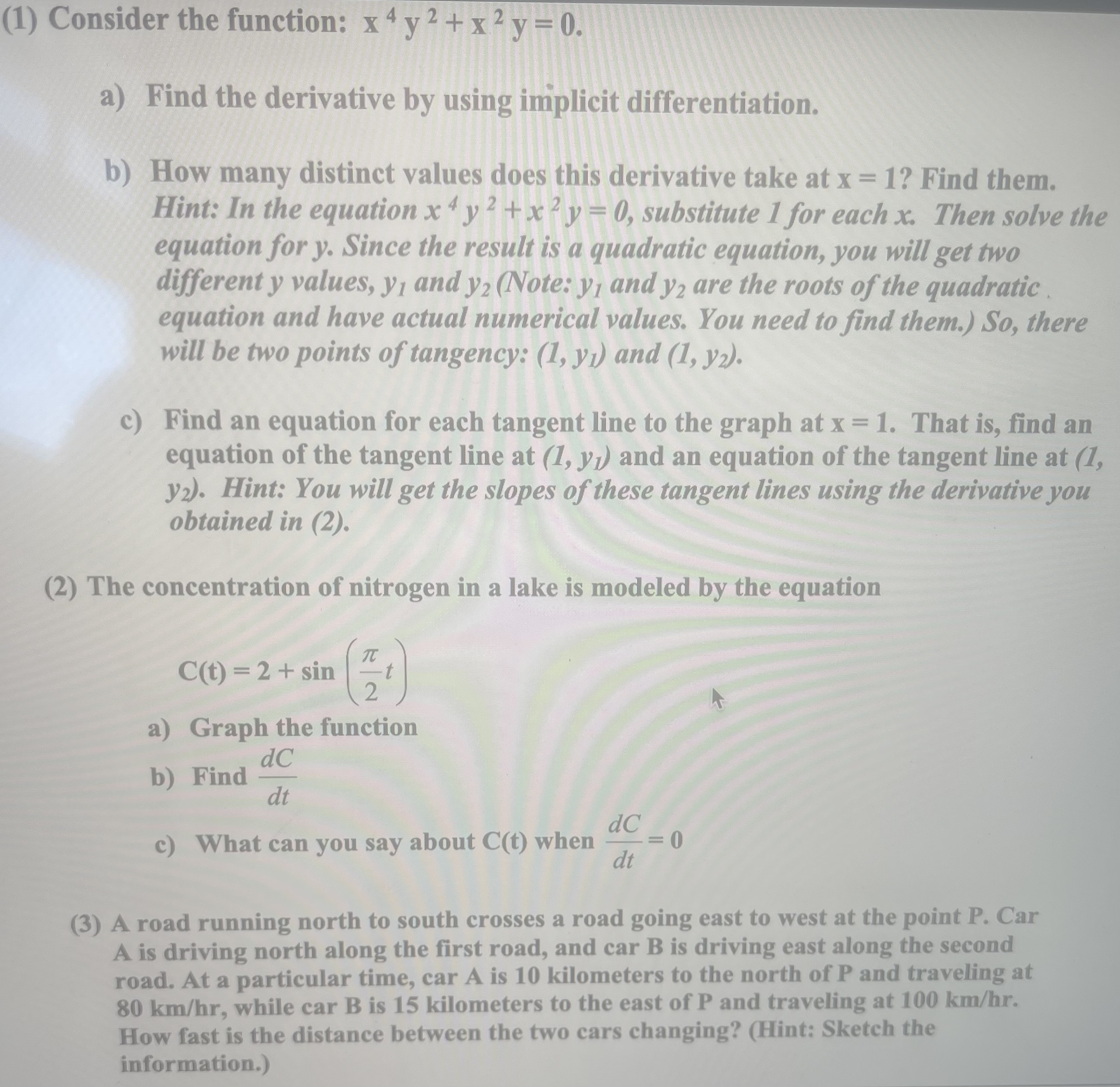 Solved Consider the function: x4y2+x2y=0. a) Find the | Chegg.com