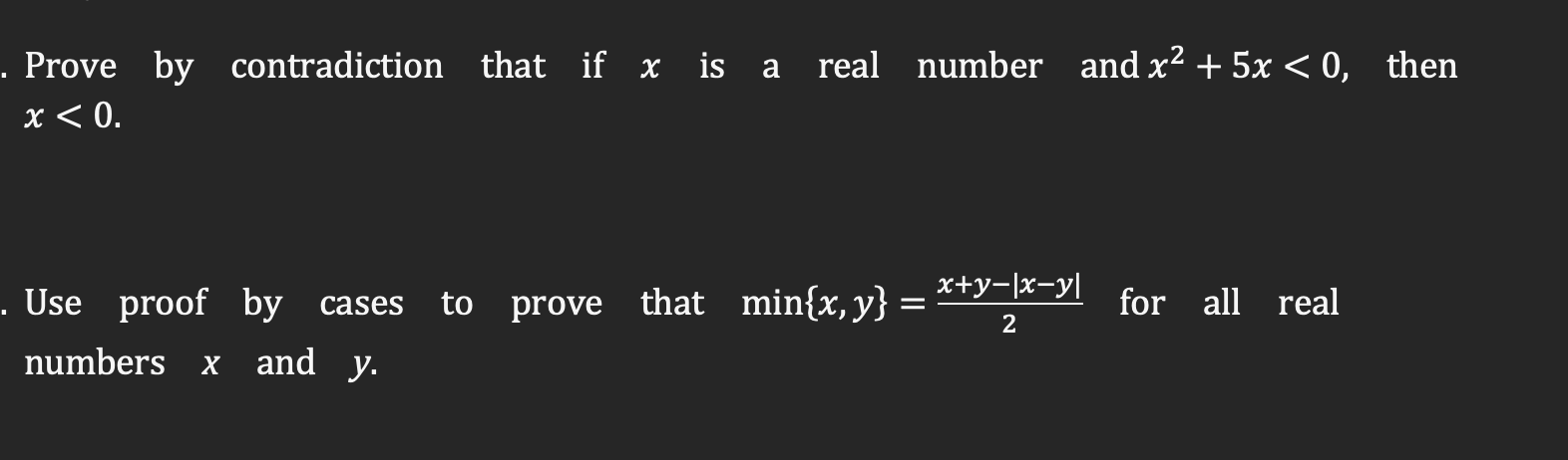 Solved First one proof by contradiction, and second one | Chegg.com