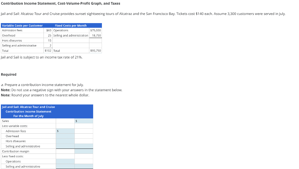 Solved Contribution Income Statement, Cost-Volume-Profit | Chegg.com
