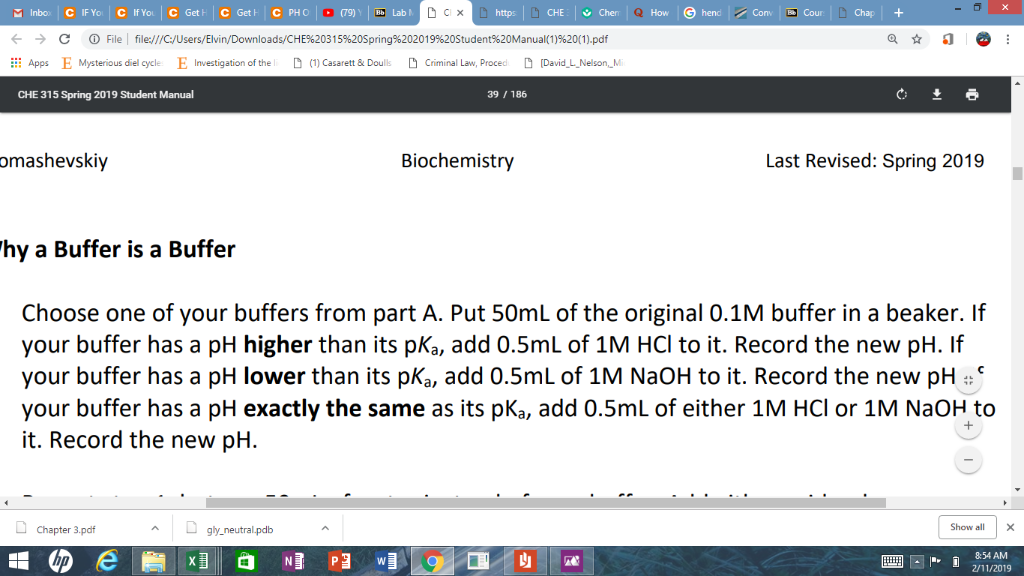 pH of the burter thedsue Buffer Chosen: PART C: Why | Chegg.com
