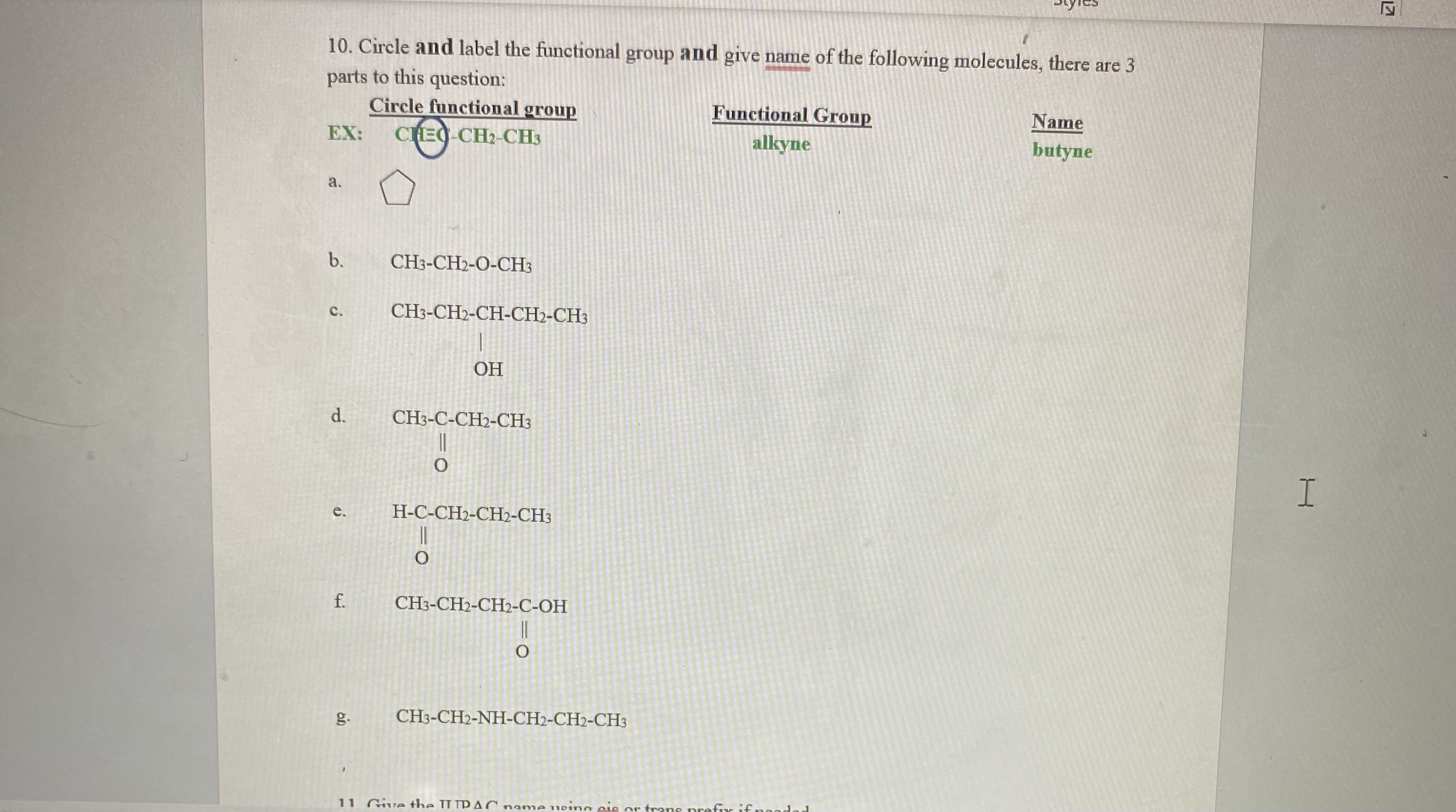 Solved circle and label the functional group and give the | Chegg.com