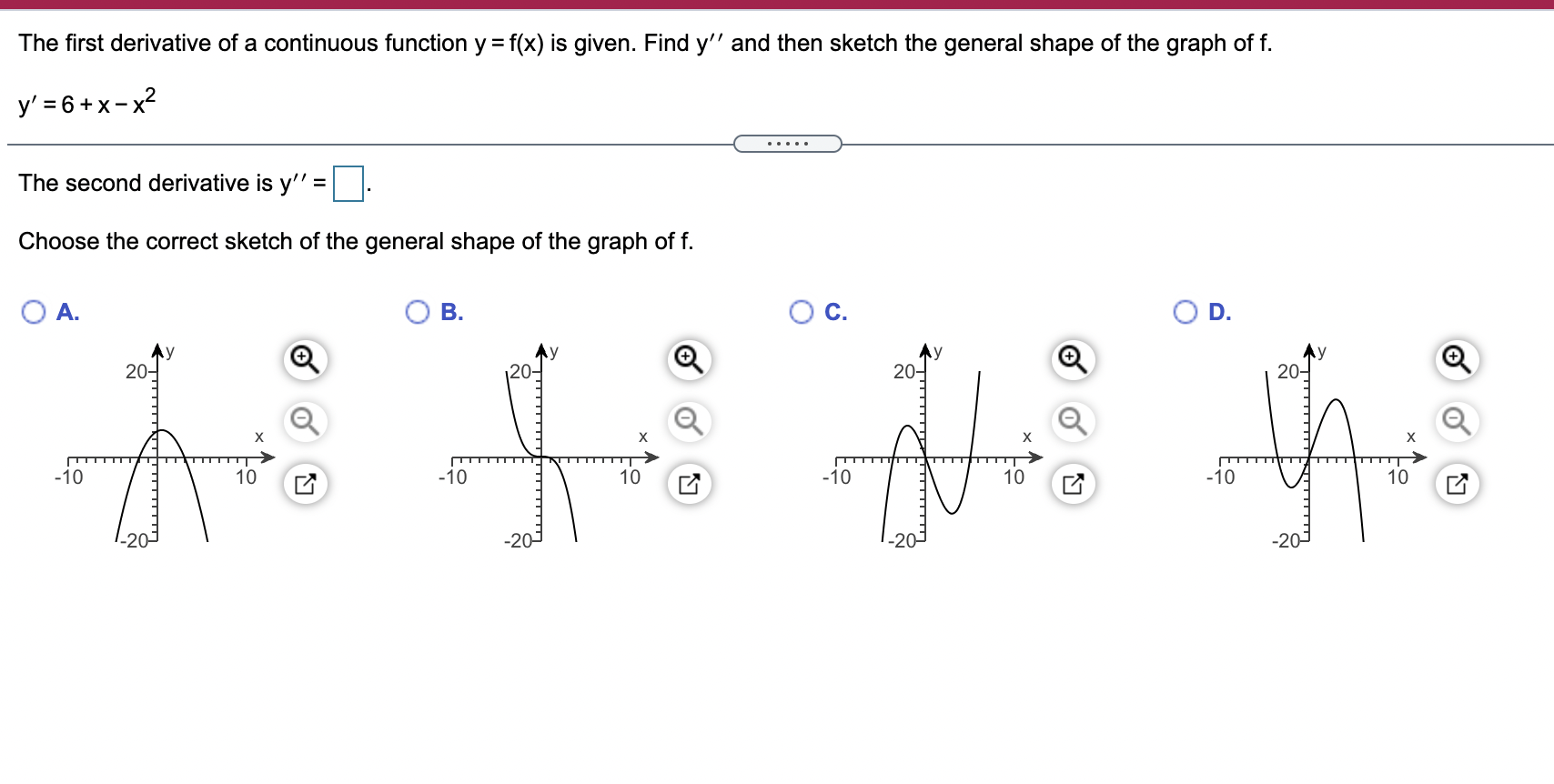 Solved The first derivative of a continuous function y=f(x) | Chegg.com