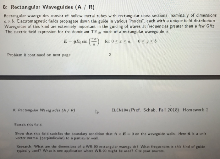 Solved 8: Rectangular Waveguides (A R) Rectangular | Chegg.com