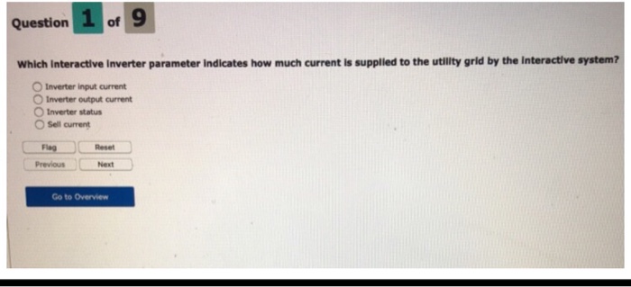 Solved Question 1 of 9 Which Interactive Inverter parameter | Chegg.com