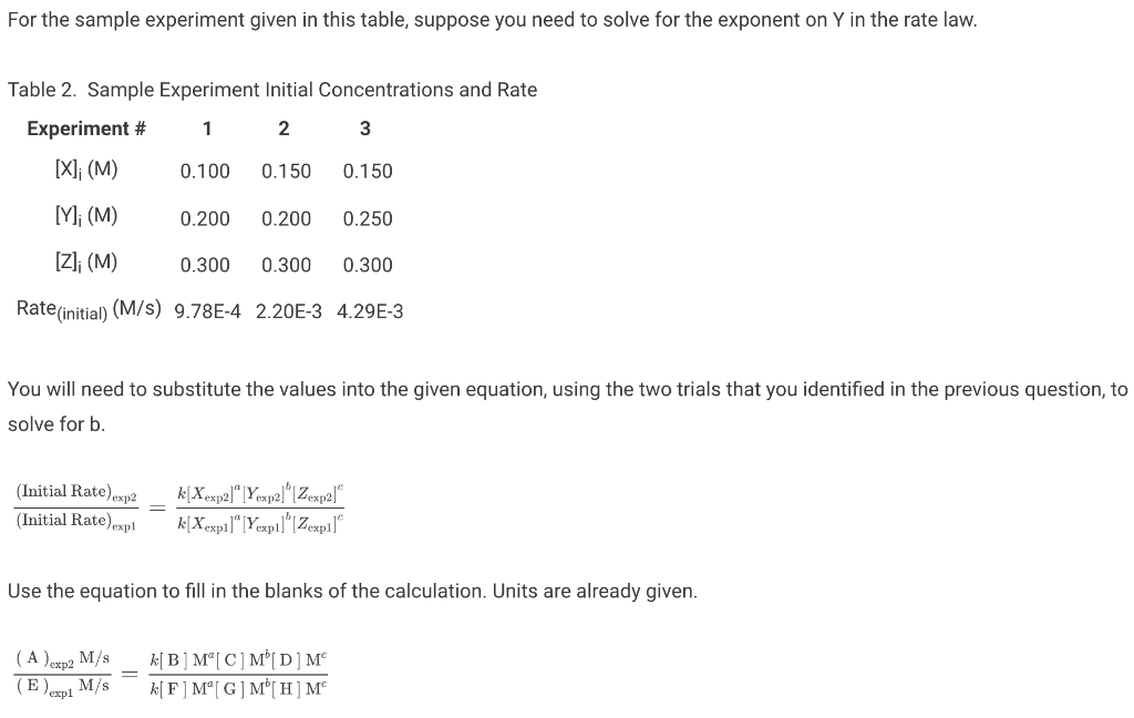 For the sample experiment given in this table, | Chegg.com