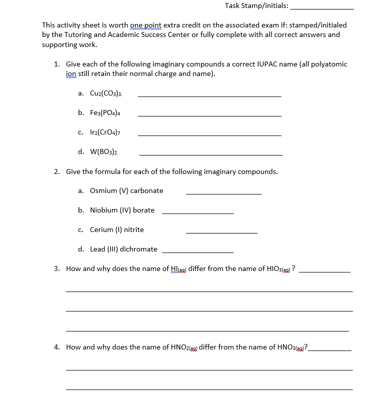 Solved This activity sheet is worth one point extra credit | Chegg.com