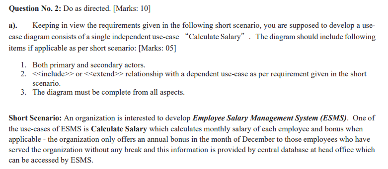 Solved Question No. 2: Do as directed. [Marks: 10] a). | Chegg.com