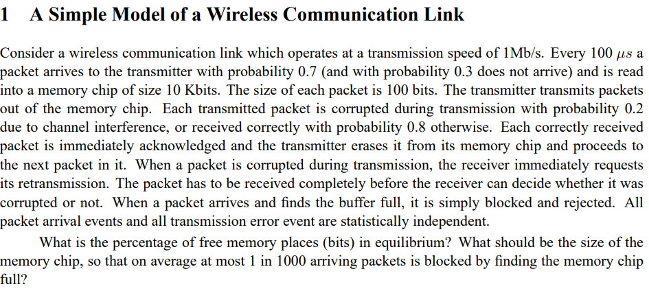 Solved A Simple Model Of A Wireless Communication Link