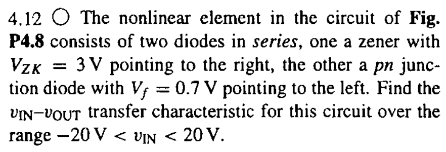 Solved 4.12 The nonlinear element in the circuit of Fig. | Chegg.com