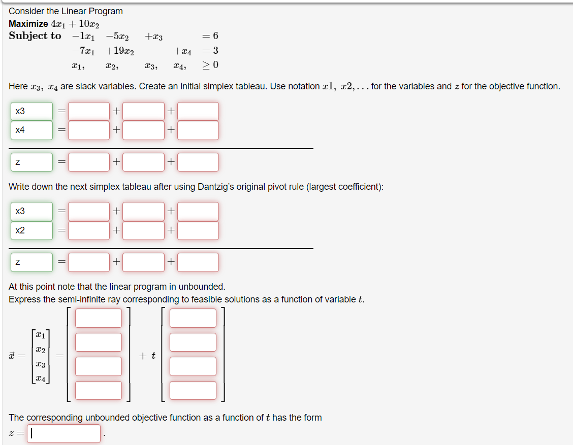 Consider the Linear Program Maximize 4x1+10x2 | Chegg.com