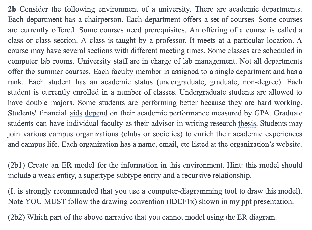 Solved 2b Consider the following environment of a | Chegg.com