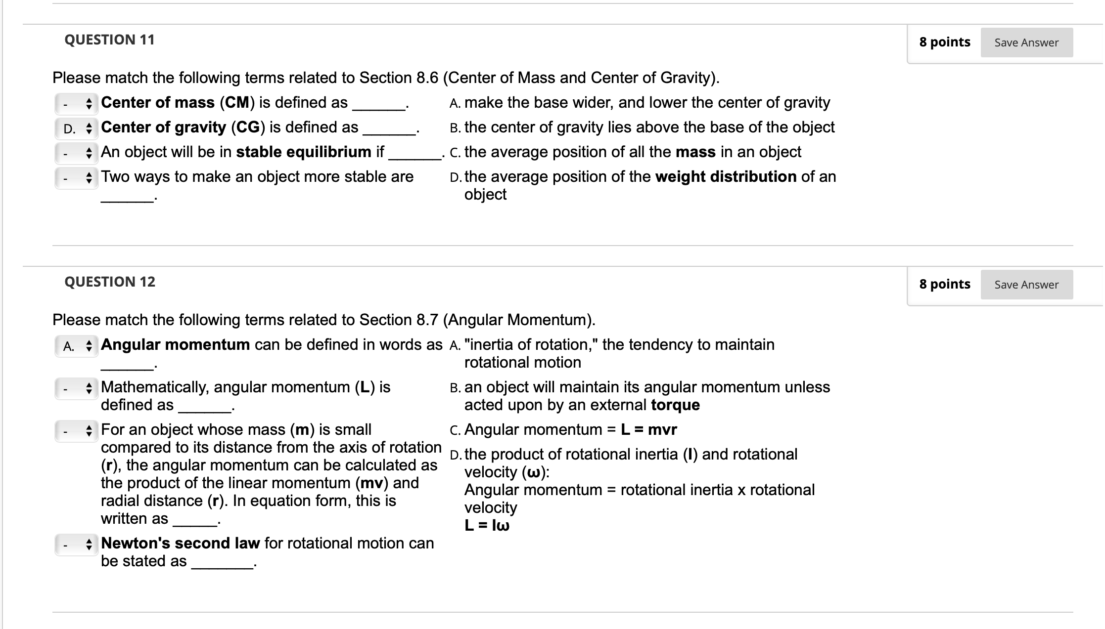 Solved Please match the following terms related to Section | Chegg.com