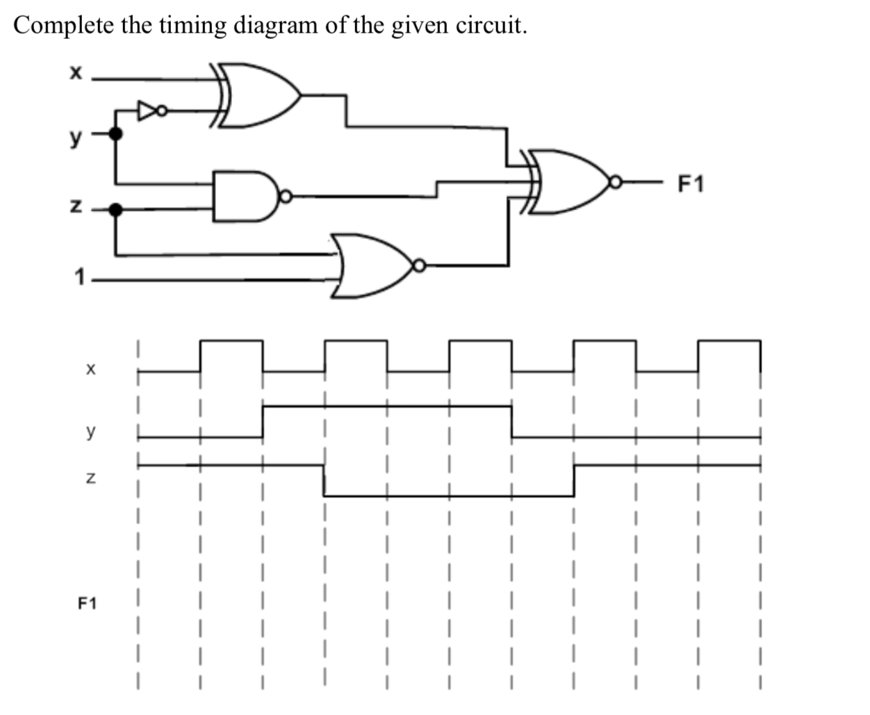 Solved Complete the timing diagram of the given circuit. | Chegg.com