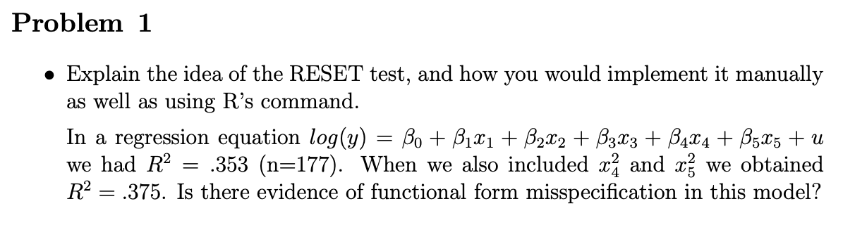Solved Problem 1 • Explain the idea of the RESET test, and | Chegg.com