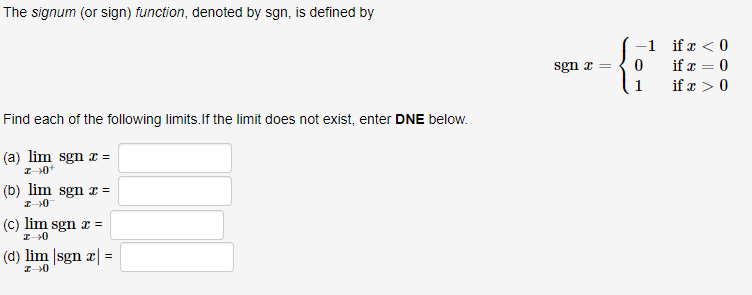 Solved The signum (or sign) function, denoted by sgn, is | Chegg.com