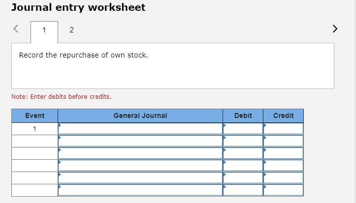 Solved Exercise 11-12A Treasury stock transactions LO 11-5 | Chegg.com
