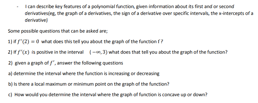 Solved I can describe key features of a polynomial function, | Chegg.com