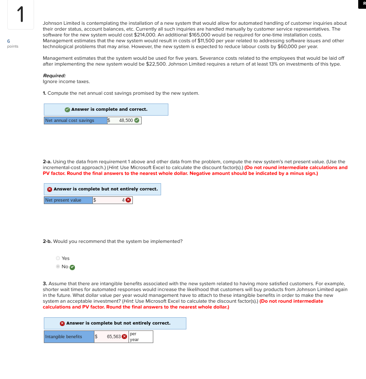 Solved Johnson Limited is contemplating the installation of | Chegg.com
