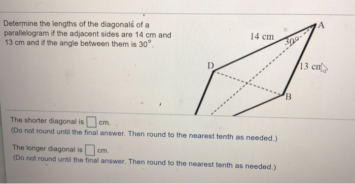 Solved Determine the lengths of the diagonalś of a | Chegg.com