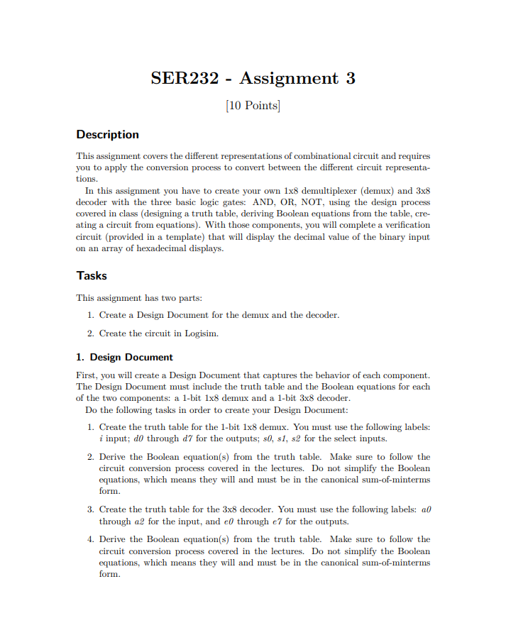 Solved SER232 - Assignment 3 [10 Points) Description This | Chegg.com