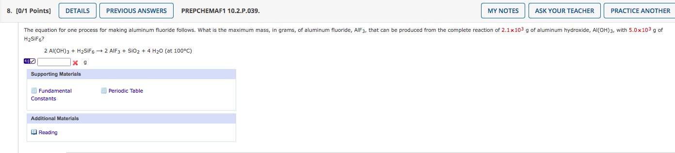 Solved H2SiF6 ? 2Al(OH)3+H2SiF6→2AlF3+SiO2+4H2O( at 100∘C) | Chegg.com
