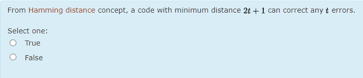 Solved From Hamming distance concept, a code with minimum | Chegg.com