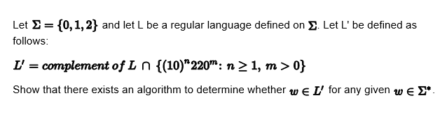 Solved Let Σ {0,1,2} and let L be a regular language defined | Chegg.com