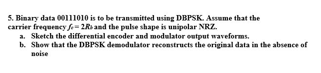 Solved Binary data 00111010 ﻿is to be transmitted using | Chegg.com