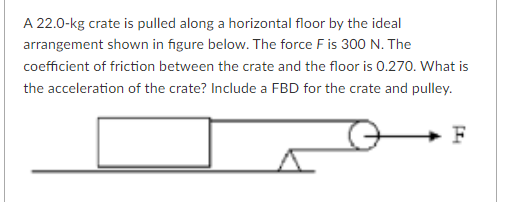 Solved A 22.0−kg crate is pulled along a horizontal floor by | Chegg.com