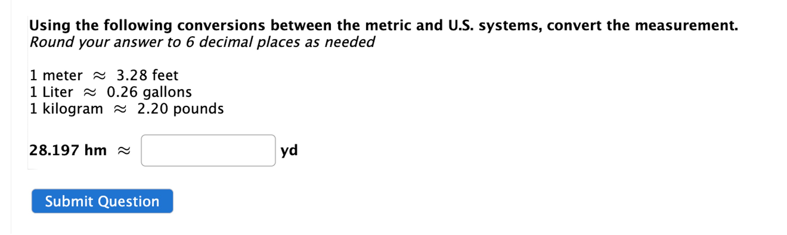 Solved Using the following conversions between the metric | Chegg.com