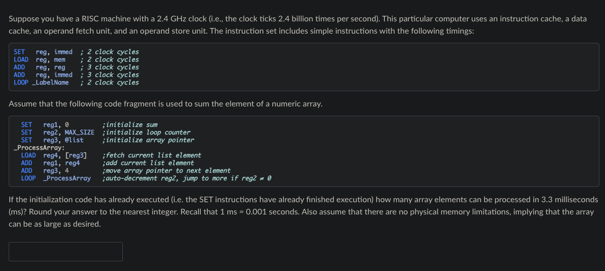 Solved Suppose you have a RISC machine with a 2.4GHz clock | Chegg.com
