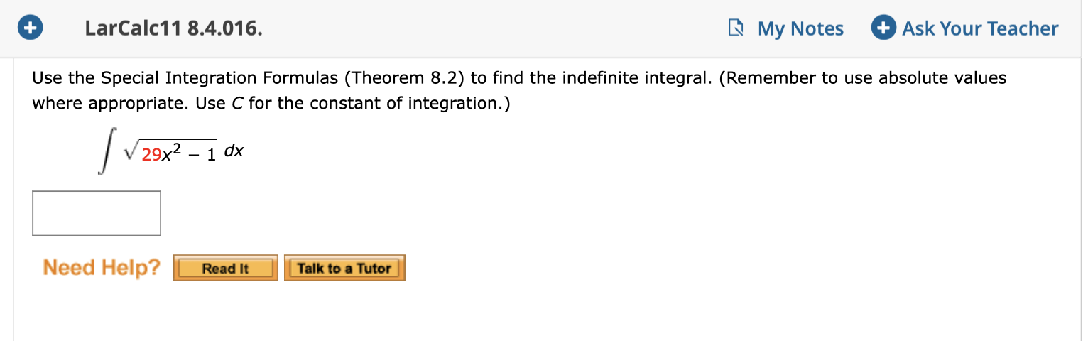 Solved LarCalc11 8.4.016 +Ask Your Teacher My Notes Use the | Chegg.com