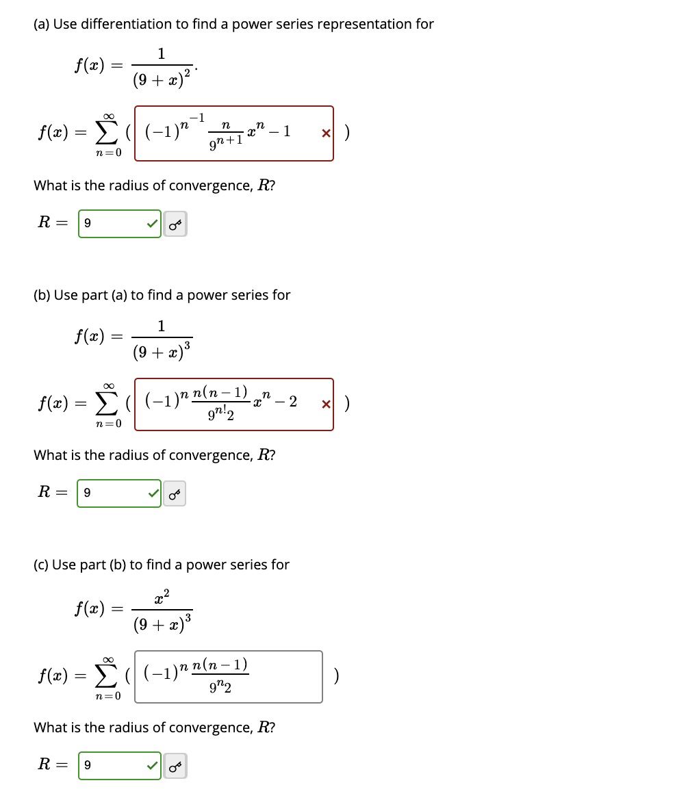 Solved (a) Use differentiation to find a power series | Chegg.com