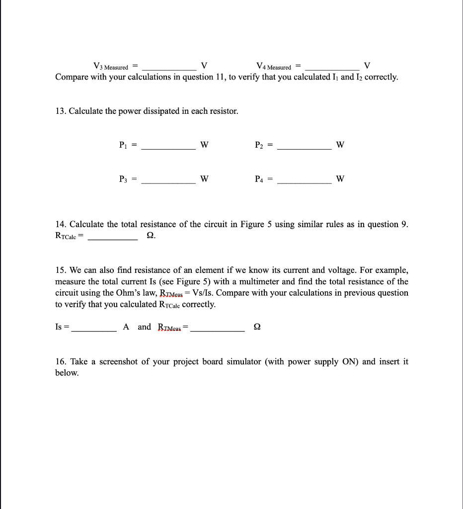 Solved V3 Measured = V4 Measured = V Compare with your | Chegg.com