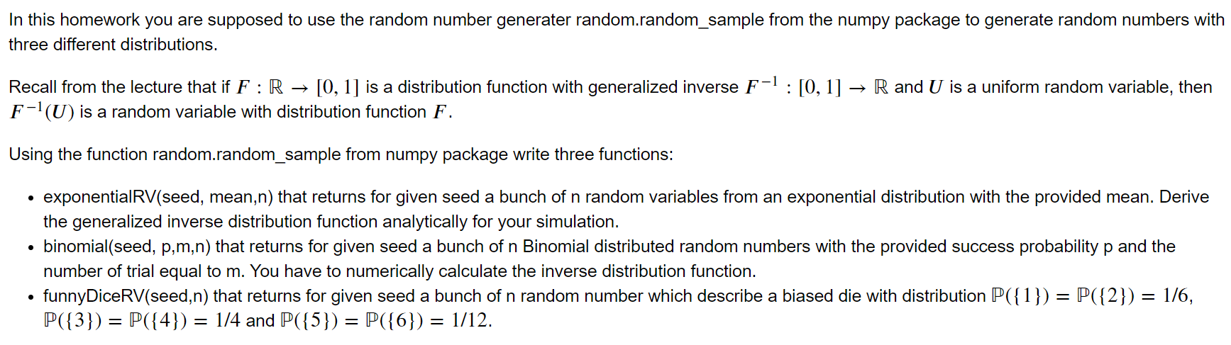 In this homework you are supposed to use the random | Chegg.com