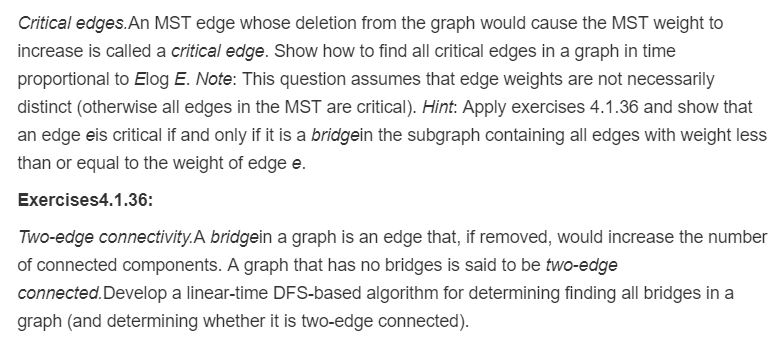 Critical edges.An MST edge whose deletion from the | Chegg.com